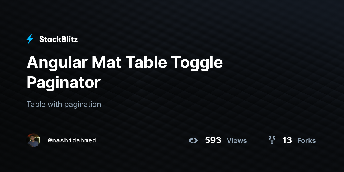 Angular Mat Table Toggle Paginator - StackBlitz Angular Mat Table Toggle Paginator - StackBlitz