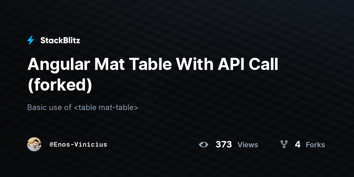 Angular Mat Table With API Call (forked) - StackBlitz