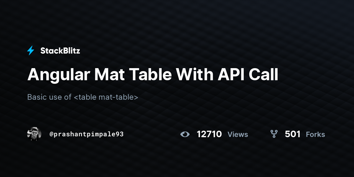 Angular Mat Table With API Call - StackBlitz
