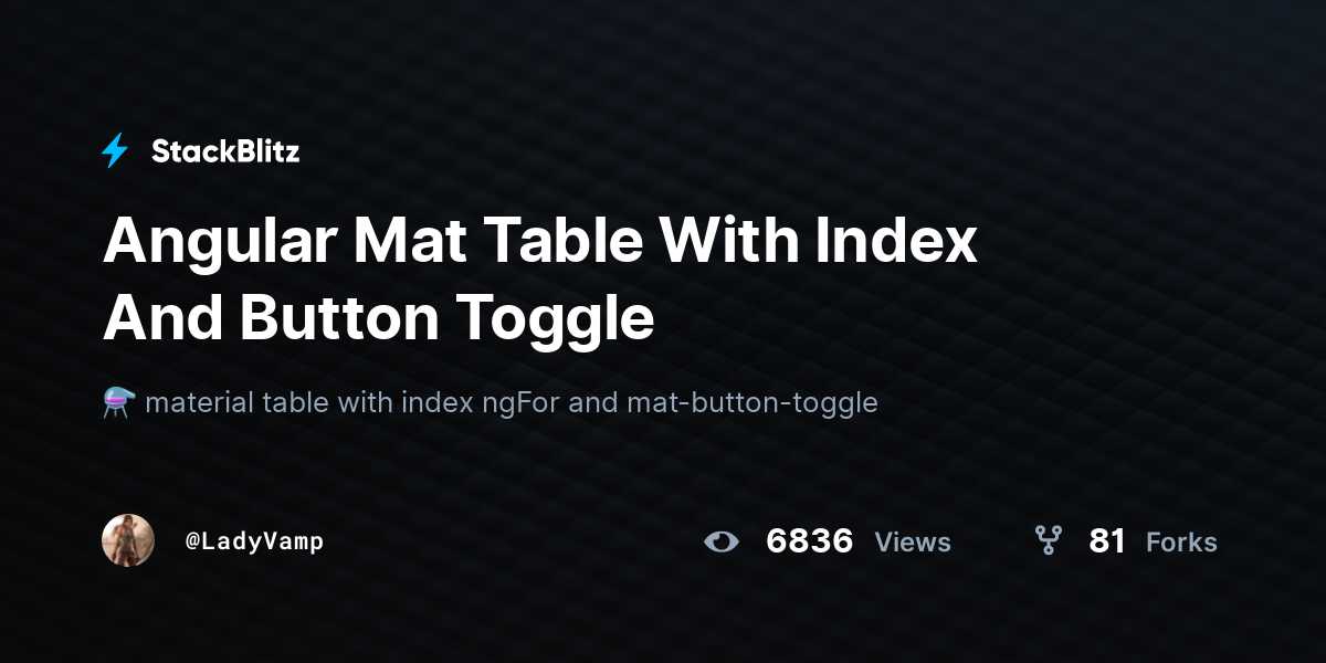 Angular Mat Table With Index And Button Toggle - StackBlitz