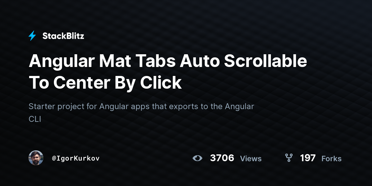 Angular Mat Tabs Auto Scrollable To Center By Click - StackBlitz