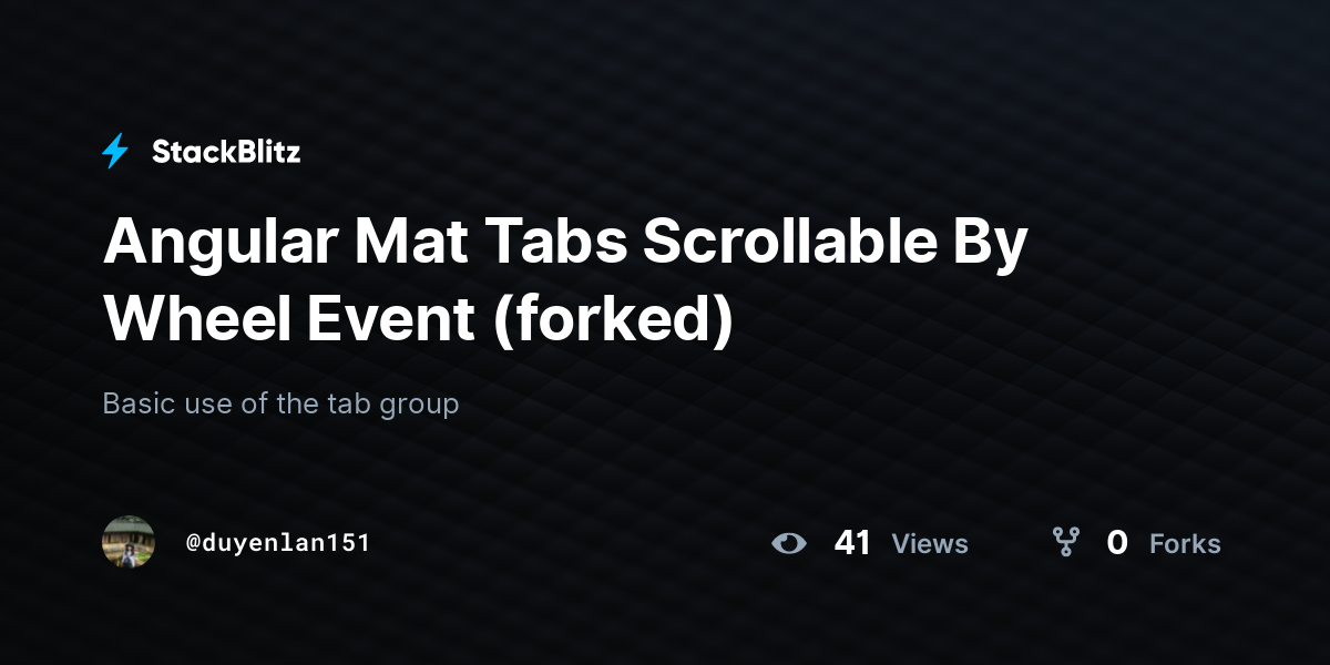 Angular Mat Tabs Scrollable By Wheel Event Forked Stackblitz 