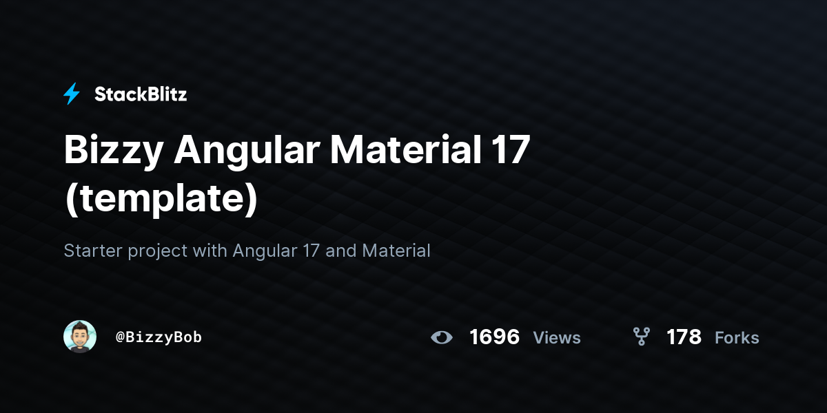 Bizzy Angular Material 17 (template) - StackBlitz