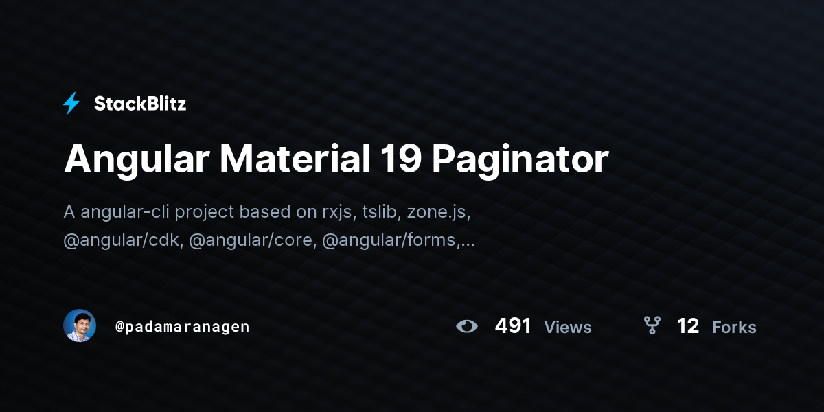 Angular Material 19 Paginator - StackBlitz