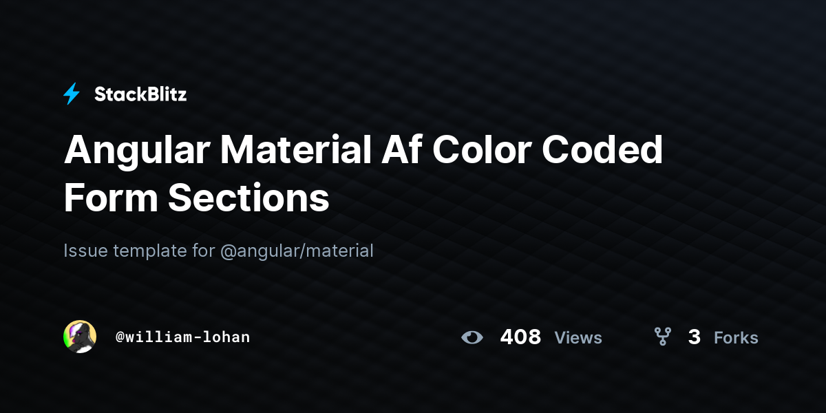 Angular Material Af Color Coded Form Sections - StackBlitz