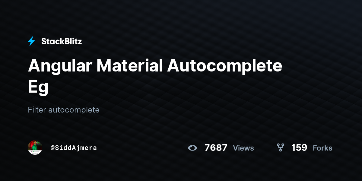 Angular Material Autocomplete Eg - StackBlitz