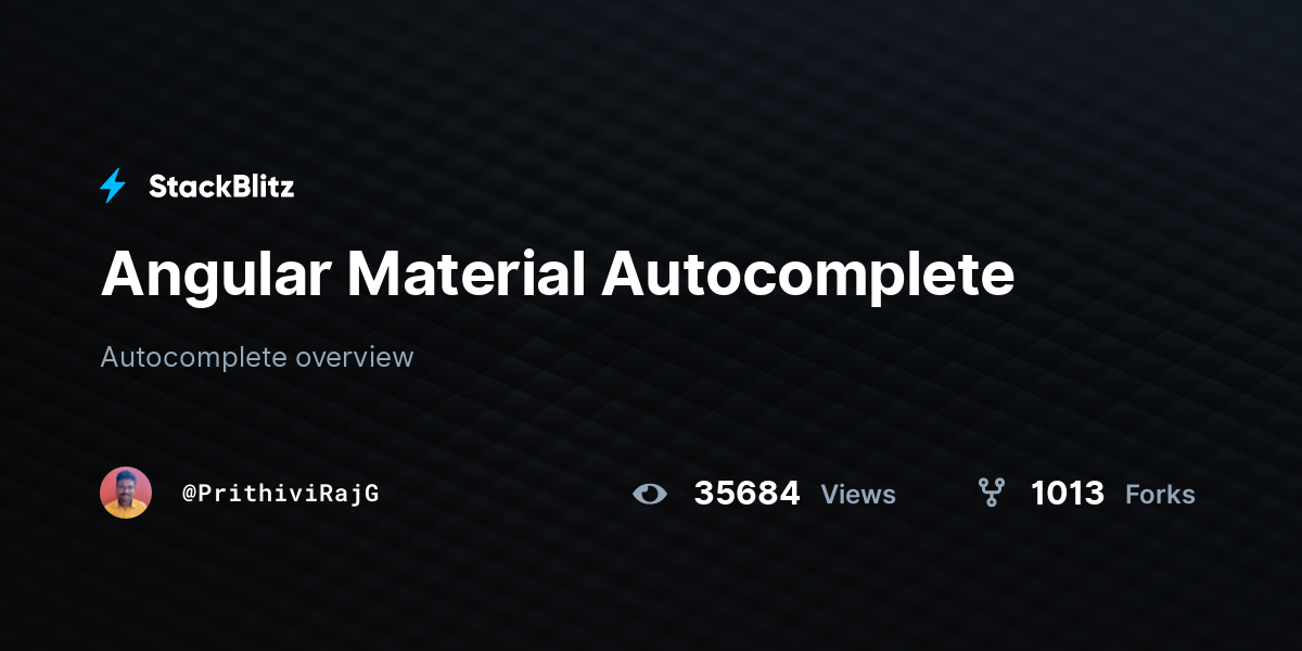 Angular Material Autocomplete - StackBlitz