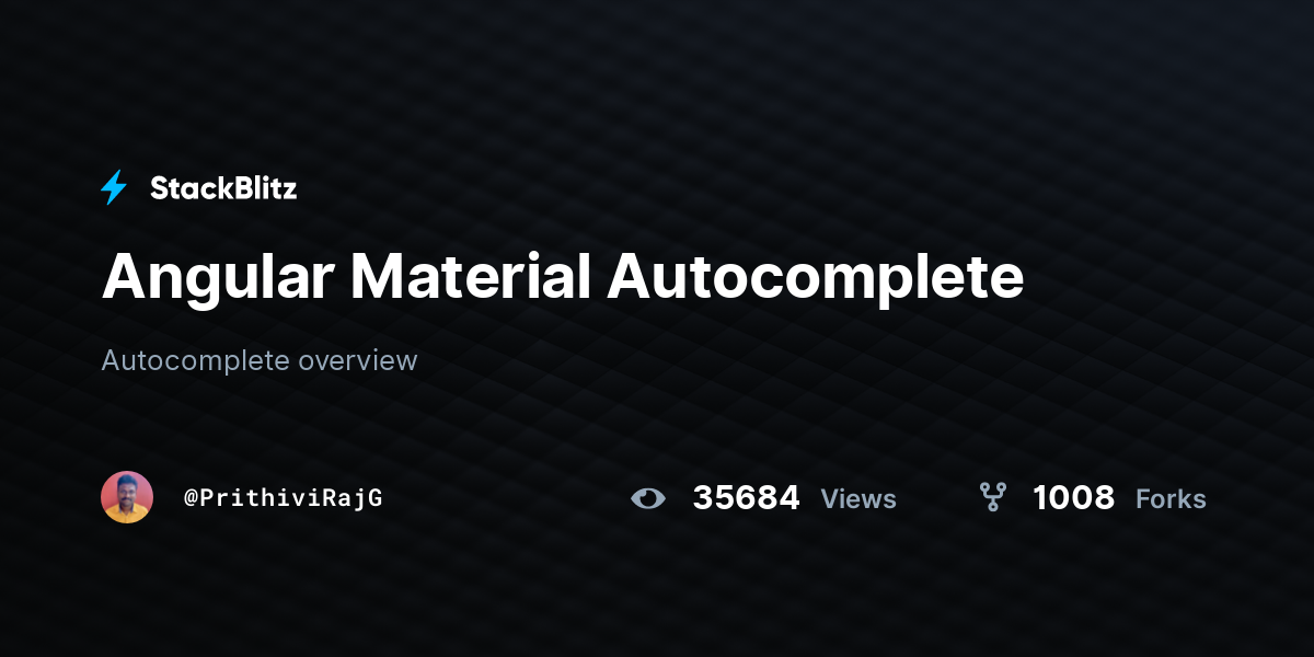 Angular Material Autocomplete - StackBlitz