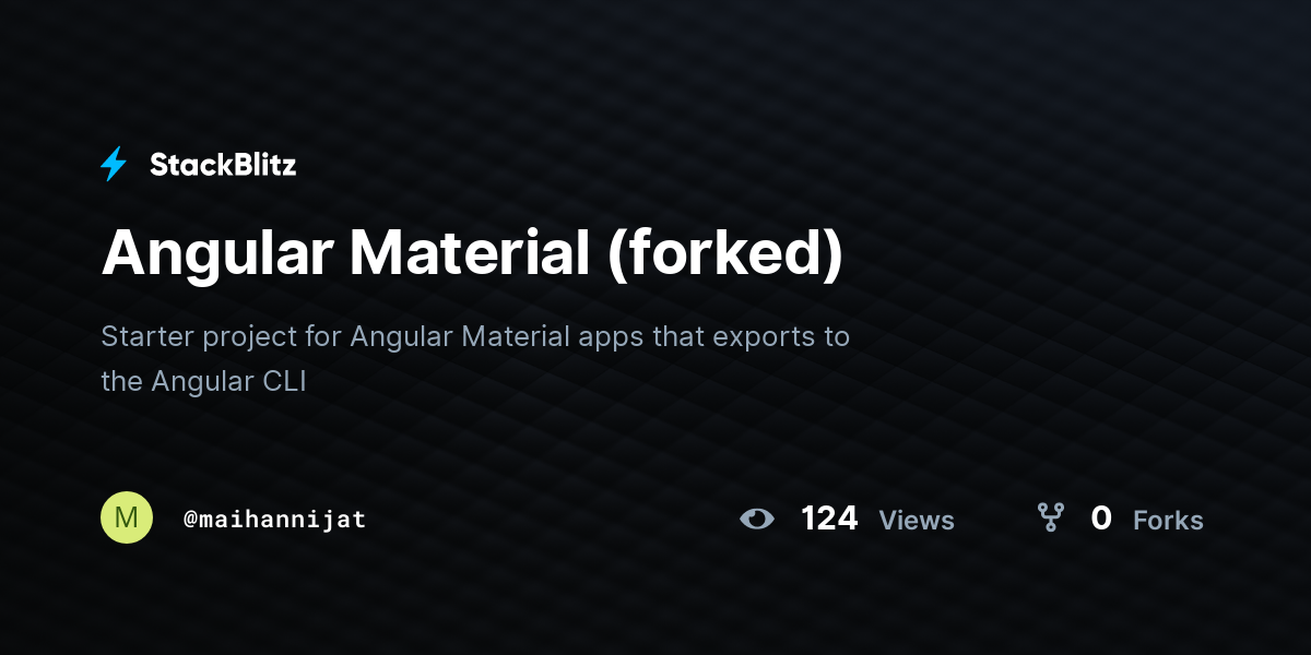 Angular Material Forked Stackblitz