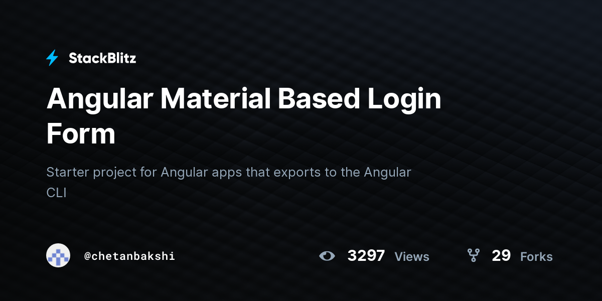 Angular Material Based Login Form - StackBlitz