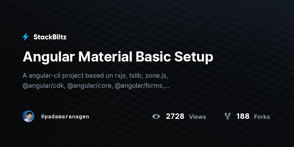 Angular Material Basic Setup - StackBlitz