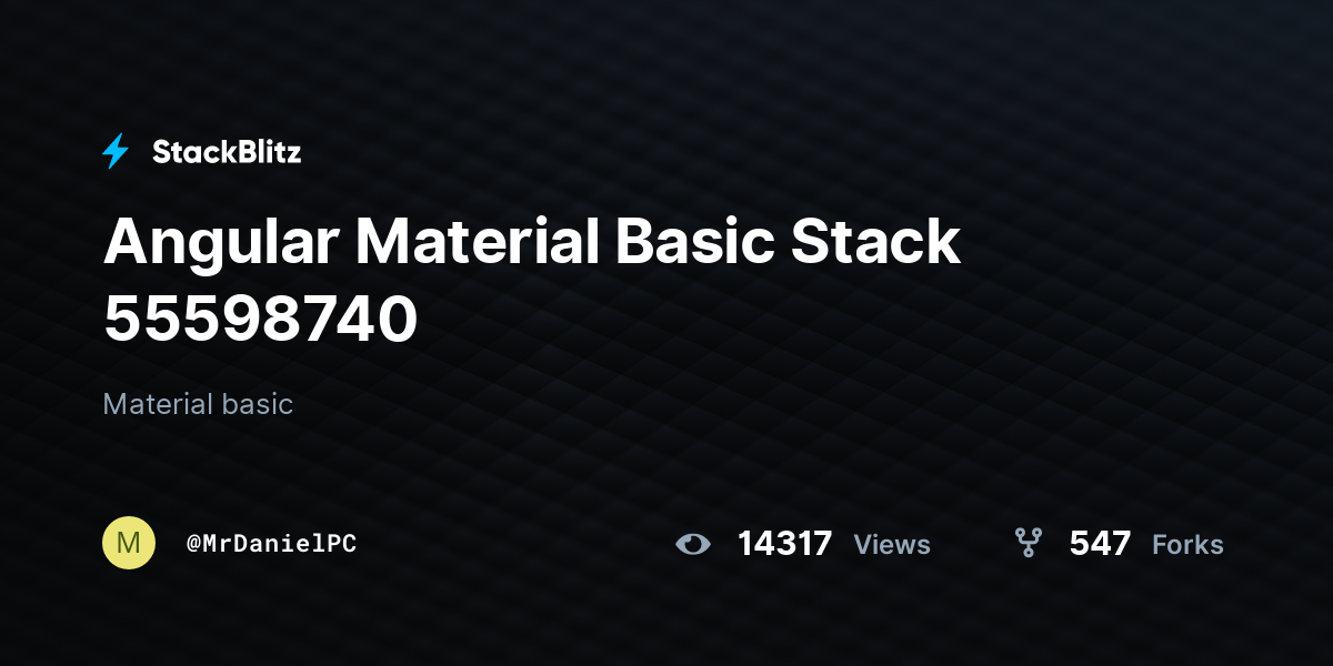 Angular Material Basic Stack 55598740 - StackBlitz