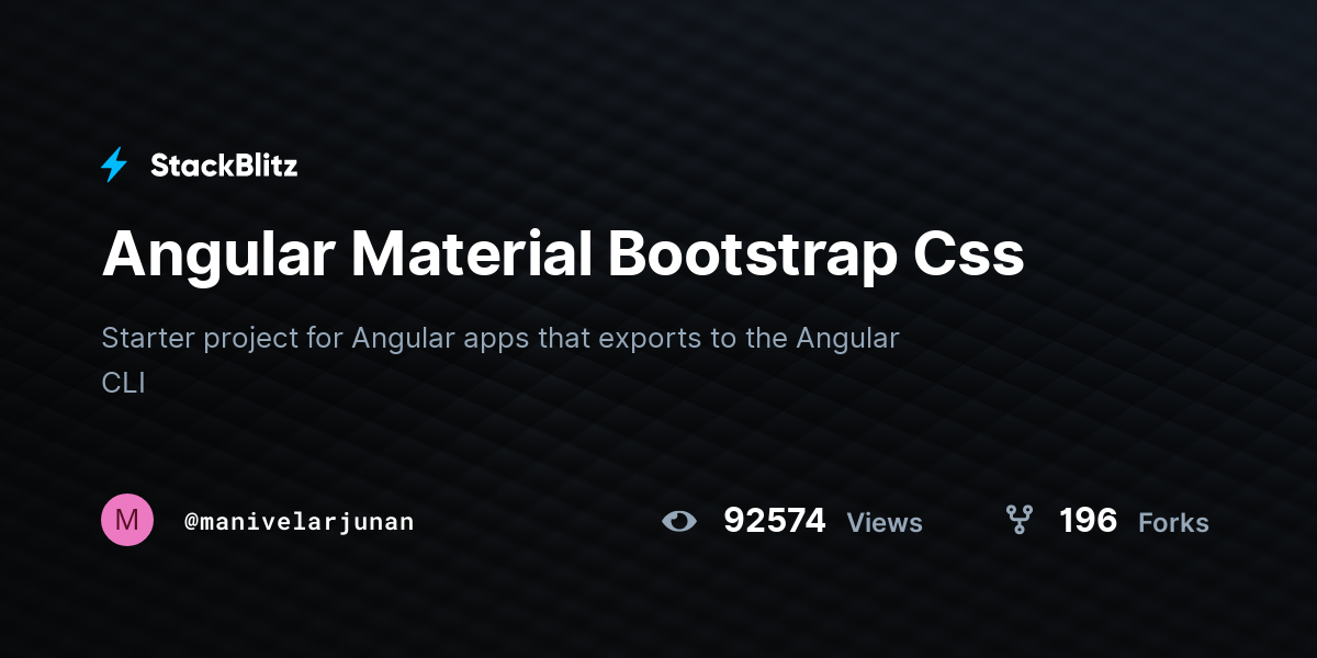 Angular Material Bootstrap Css - StackBlitz