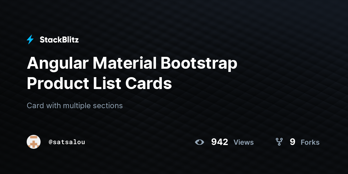 Angular Material Bootstrap Product List Cards - StackBlitz