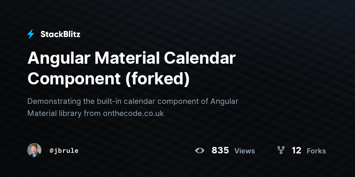 Angular Material Calendar Component (forked) - StackBlitz