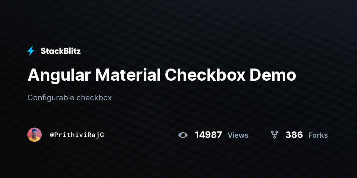 Angular Material Checkbox Demo - StackBlitz Angular Material Checkbox Demo - StackBlitz
