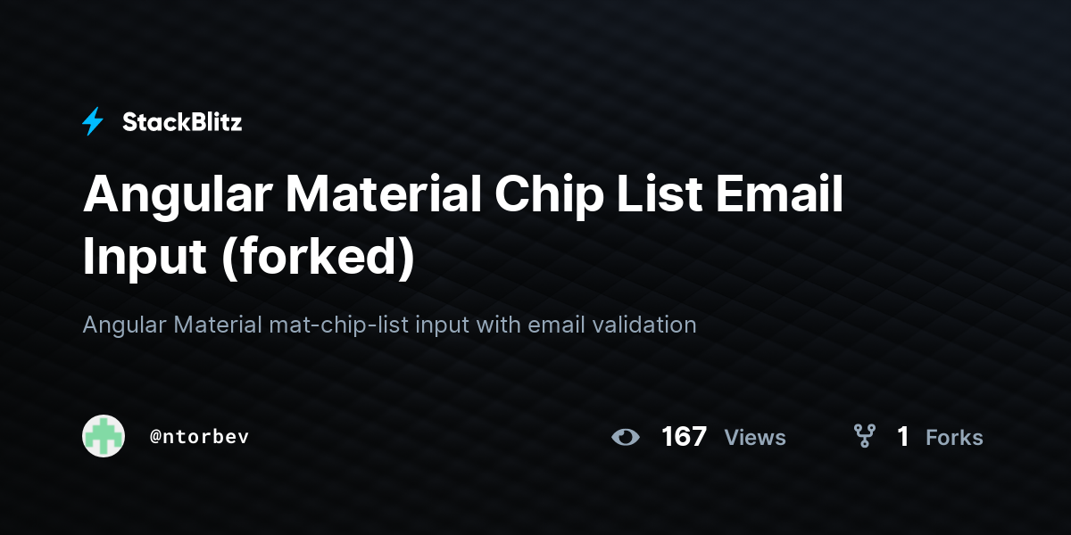 Angular Material Chip List Email Input (forked) - StackBlitz