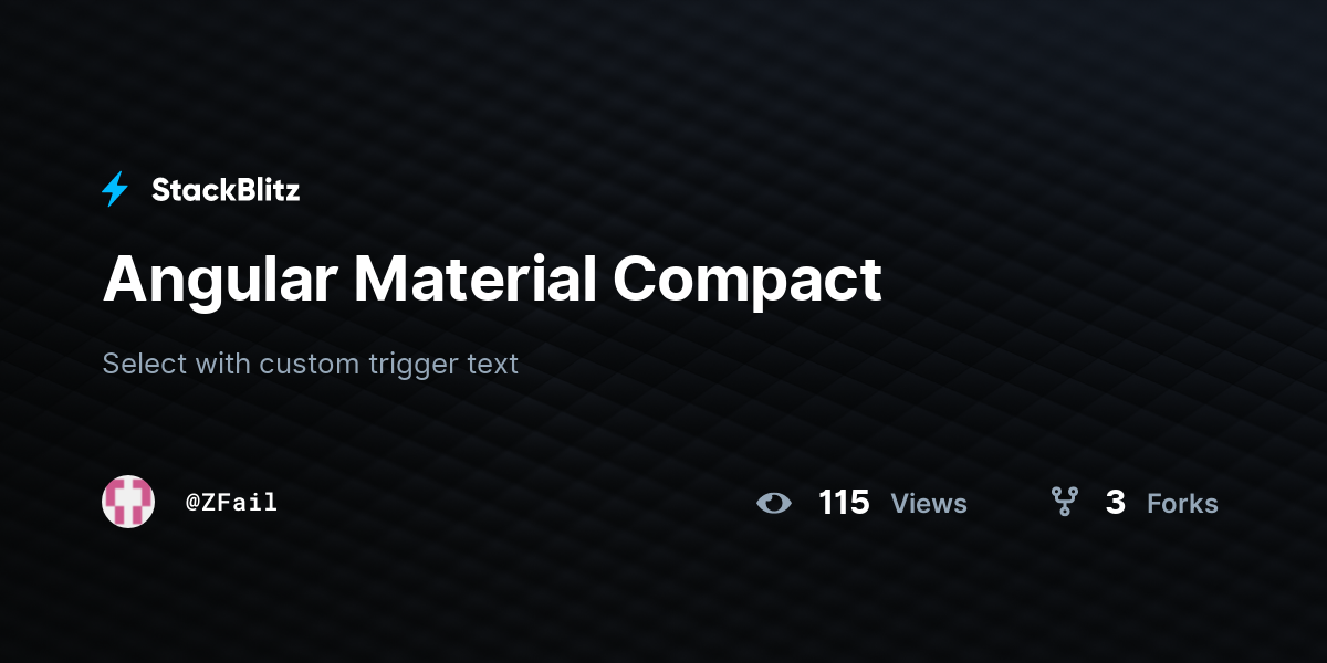 Angular Material Compact - StackBlitz