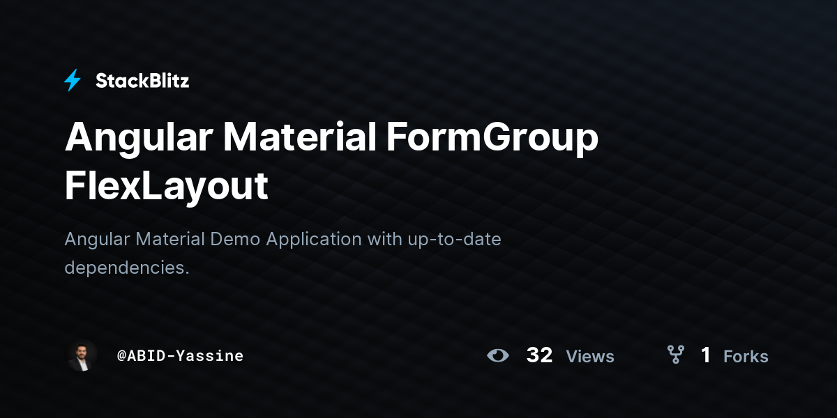 Angular Material Formgroup Flexlayout Stackblitz