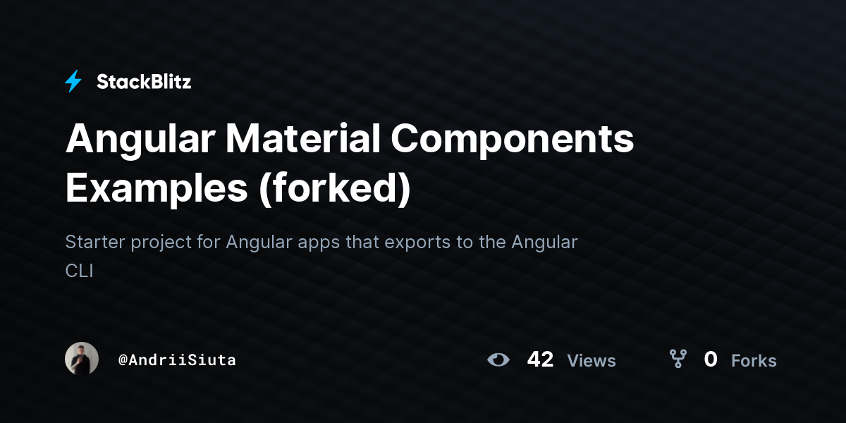 Angular Material Components Examples (forked) - StackBlitz