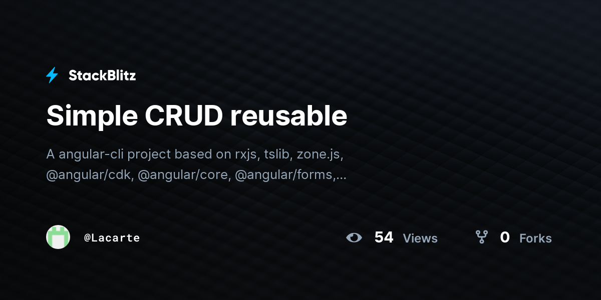 Simple CRUD reusable - StackBlitz Simple CRUD reusable - StackBlitz