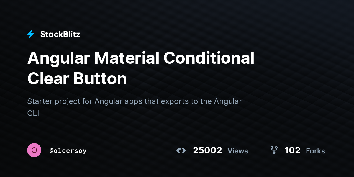 Angular Material Conditional Clear Button - StackBlitz