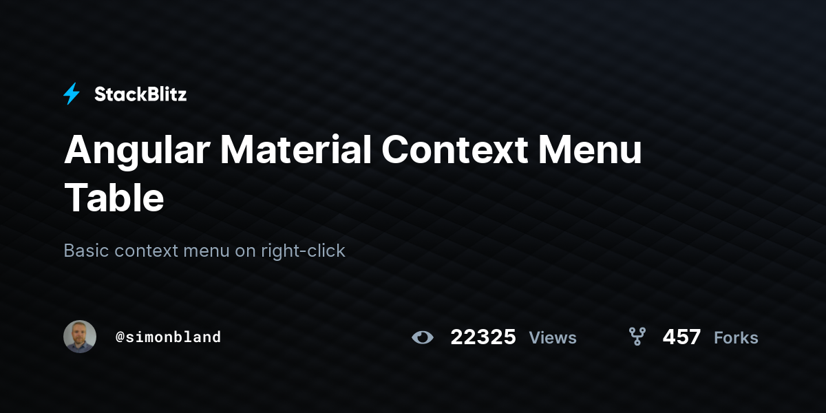 Angular Material Context Menu Table - StackBlitz