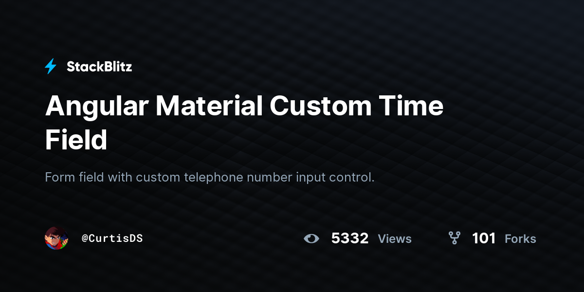 Angular Material Custom Time Field - StackBlitz