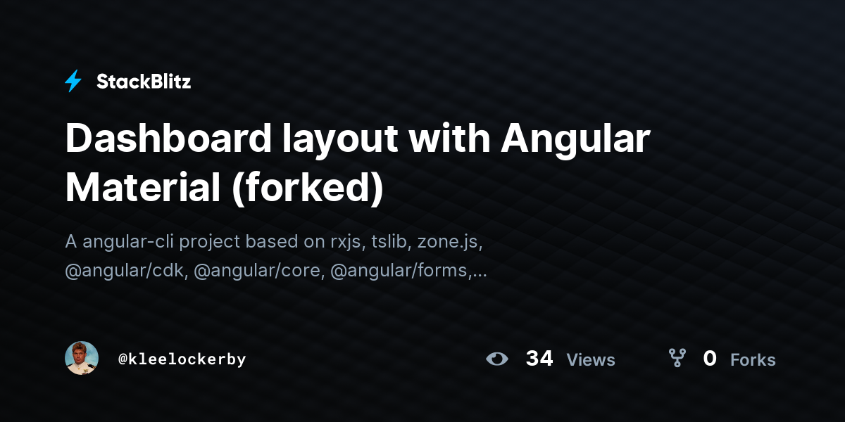 Dashboard layout with Angular Material (forked) - StackBlitz