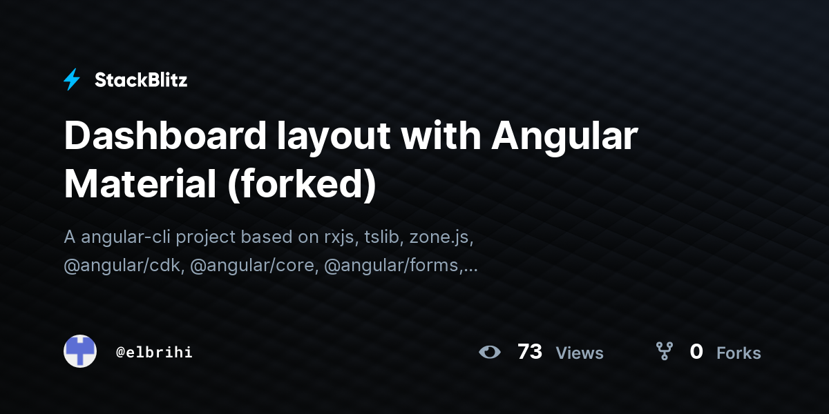 Dashboard layout with Angular Material (forked) - StackBlitz