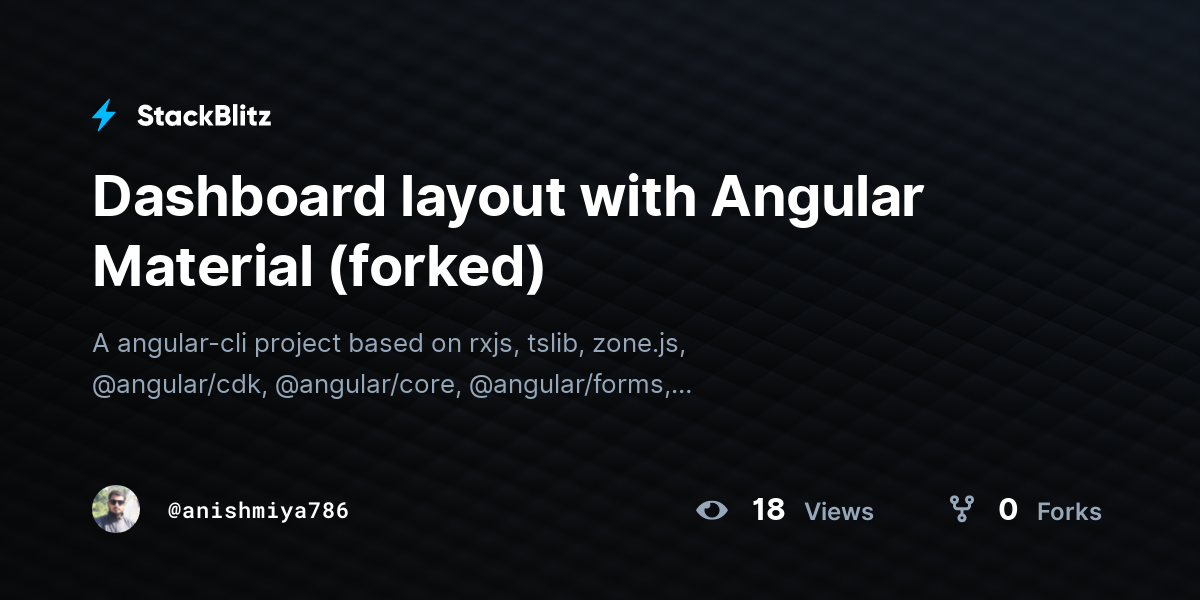Dashboard layout with Angular Material (forked) - StackBlitz
