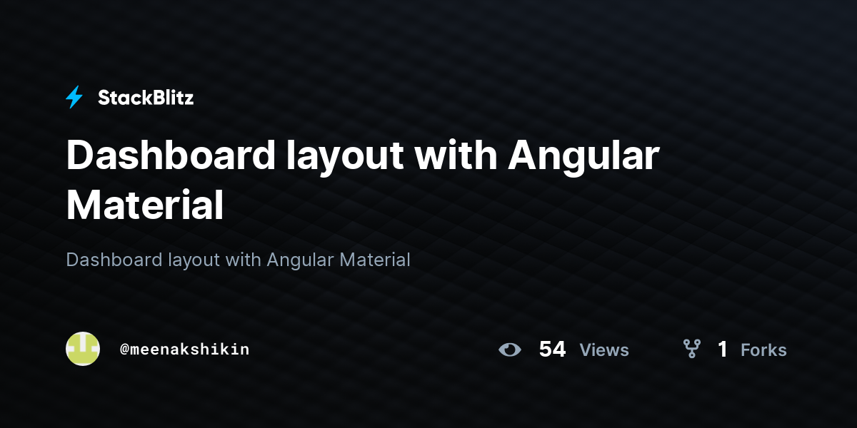 Dashboard layout with Angular Material - StackBlitz