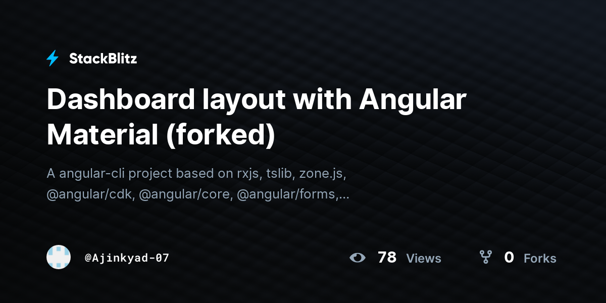 Dashboard layout with Angular Material (forked) - StackBlitz