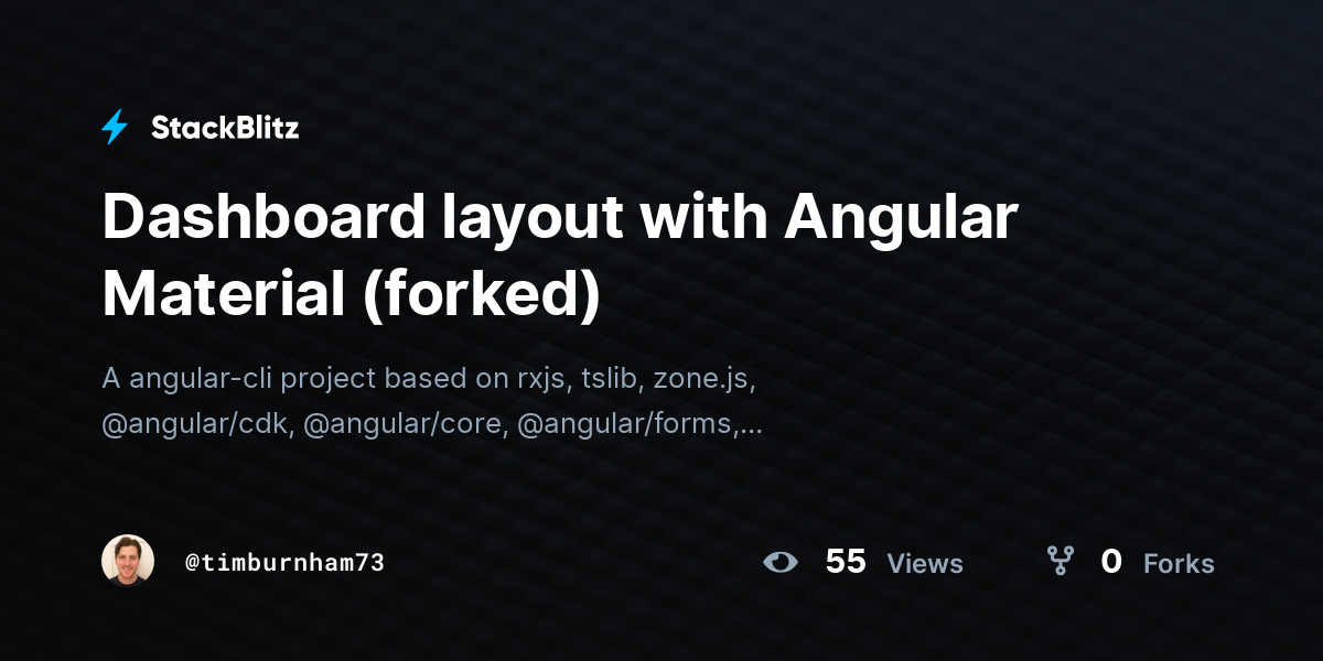 Dashboard Layout With Angular Material Forked Stackblitz