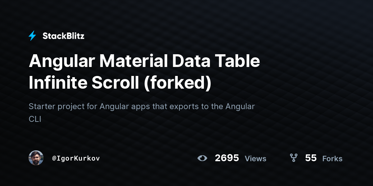 Angular Material Data Table Infinite Scroll (forked) - StackBlitz