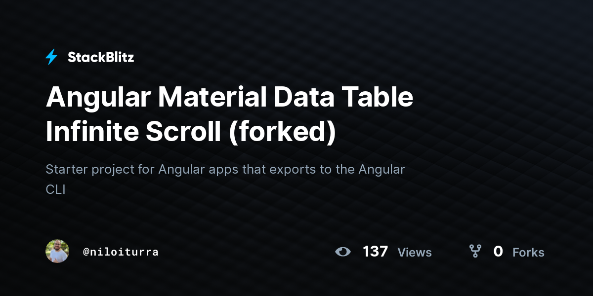 Angular Material Data Table Infinite Scroll (forked) - StackBlitz