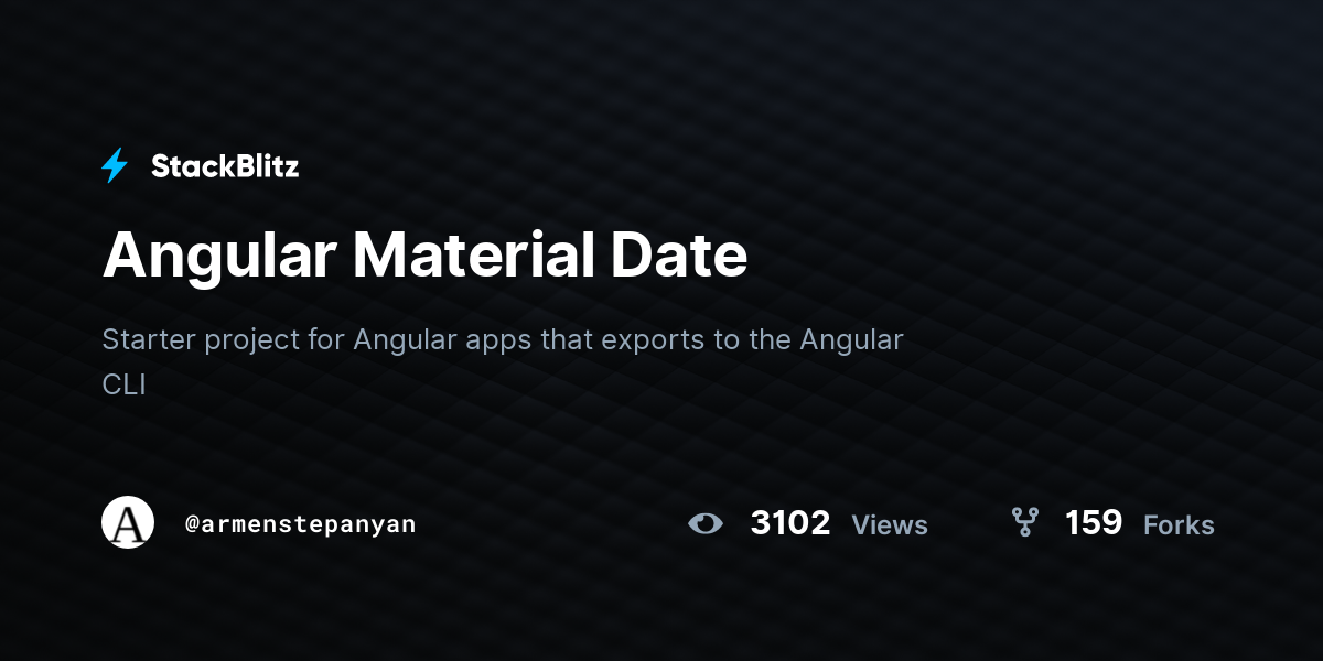Angular Material Date - StackBlitz