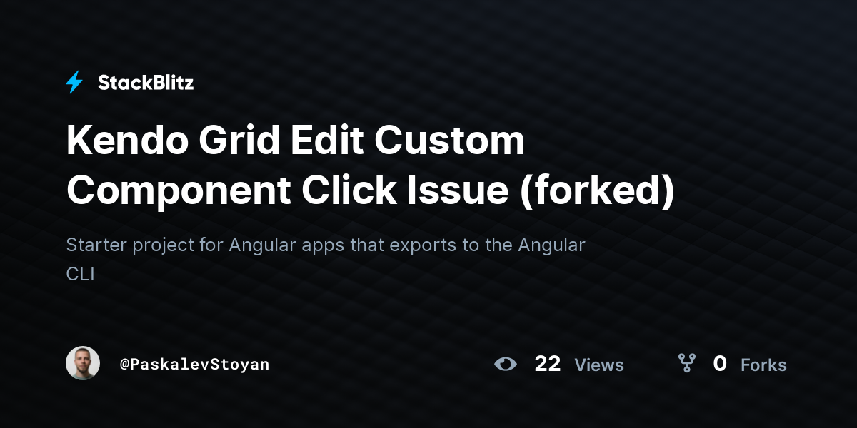 Kendo Grid Edit Custom Component Click Issue (forked) - StackBlitz