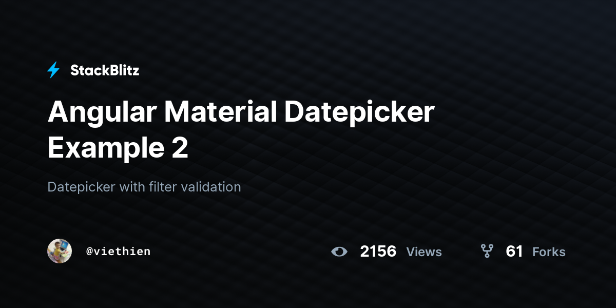 Angular Material Datepicker Example 2 Stackblitz