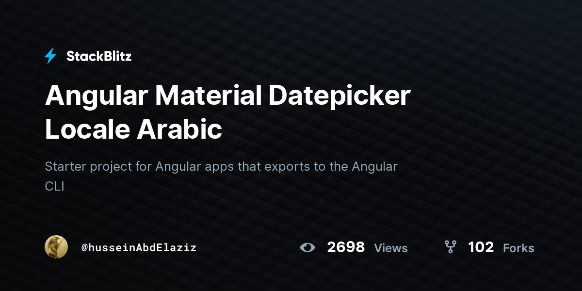 Angular Material Datepicker Locale Arabic - StackBlitz