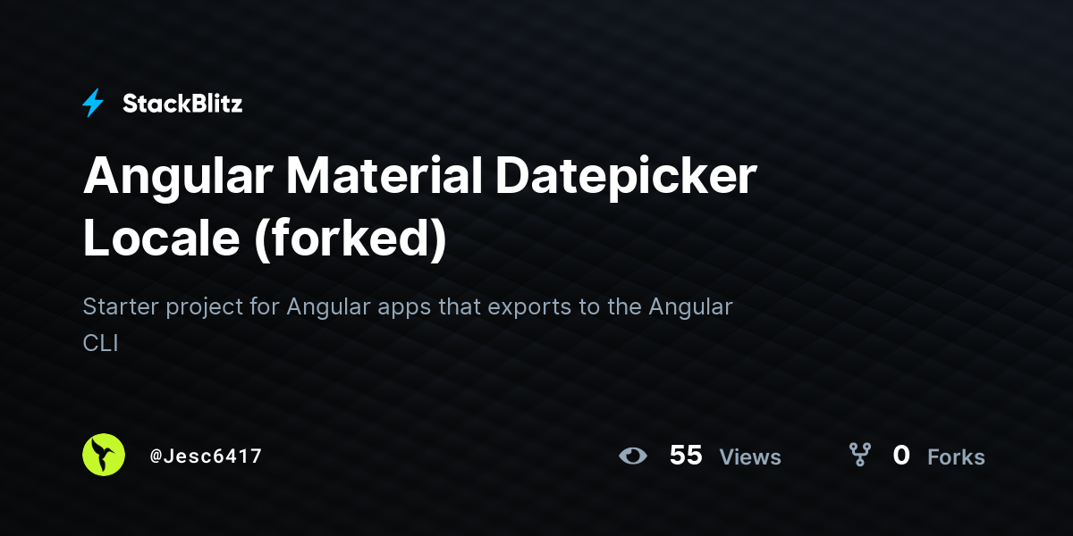 Angular Material Datepicker Locale (forked) - StackBlitz
