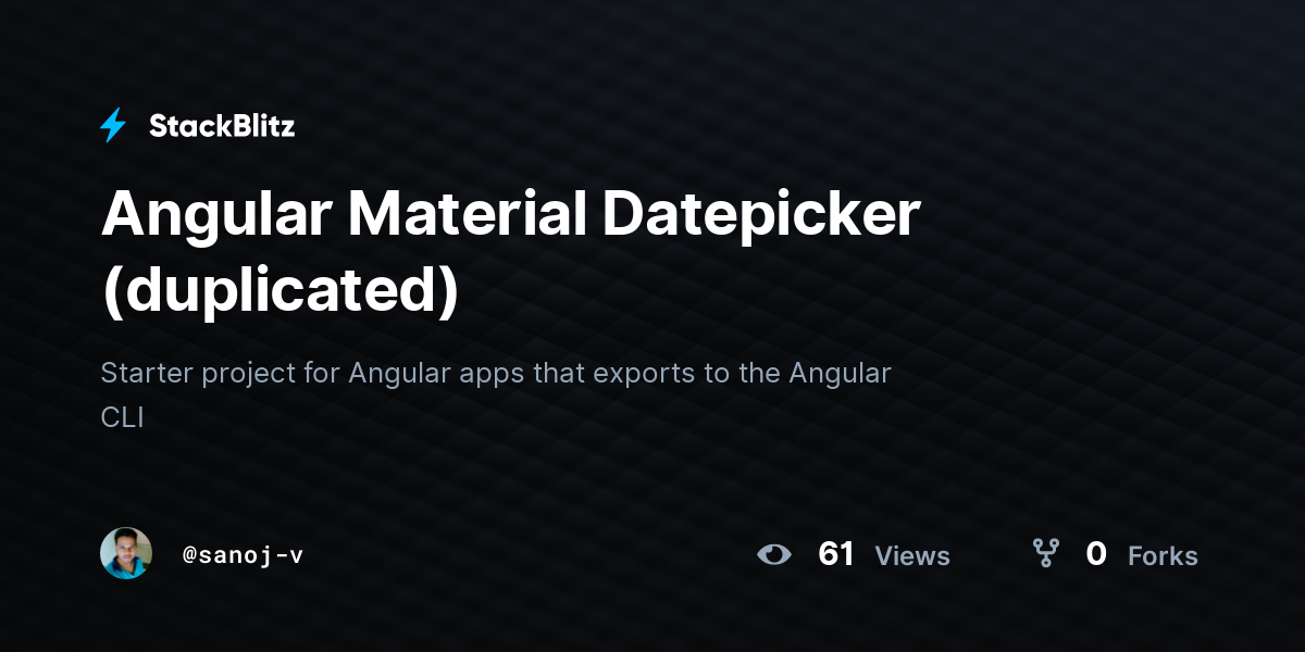 Angular Material Datepicker Duplicated Stackblitz