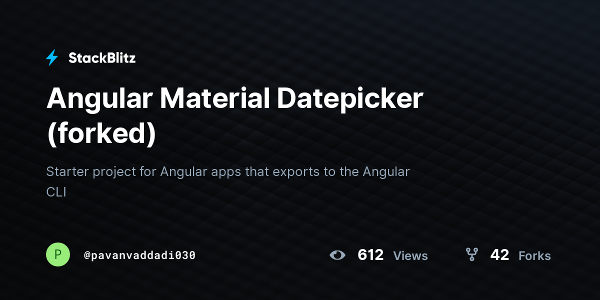 Angular Material Datepicker (forked) - StackBlitz