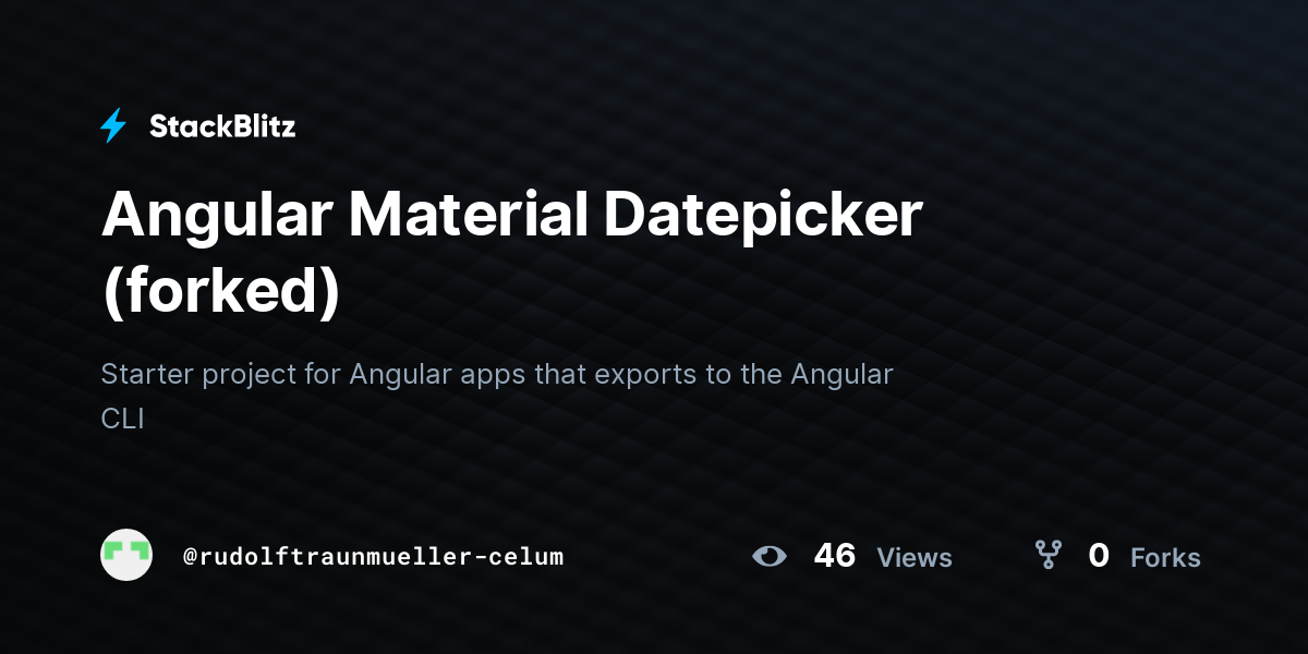 Angular Material Datepicker (forked) - StackBlitz