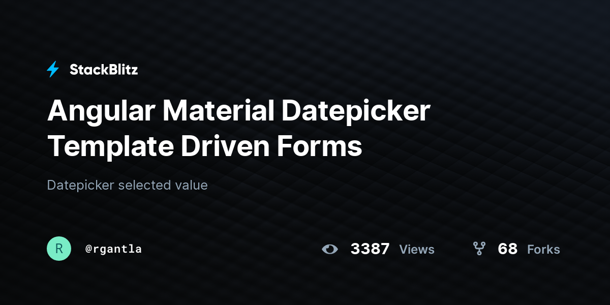 Angular Material Datepicker Template Driven Forms - StackBlitz
