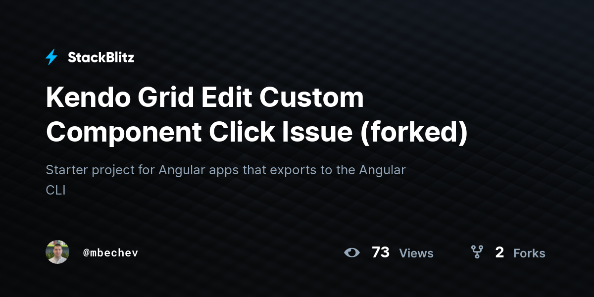 Kendo Grid Edit Custom Component Click Issue (forked) - StackBlitz