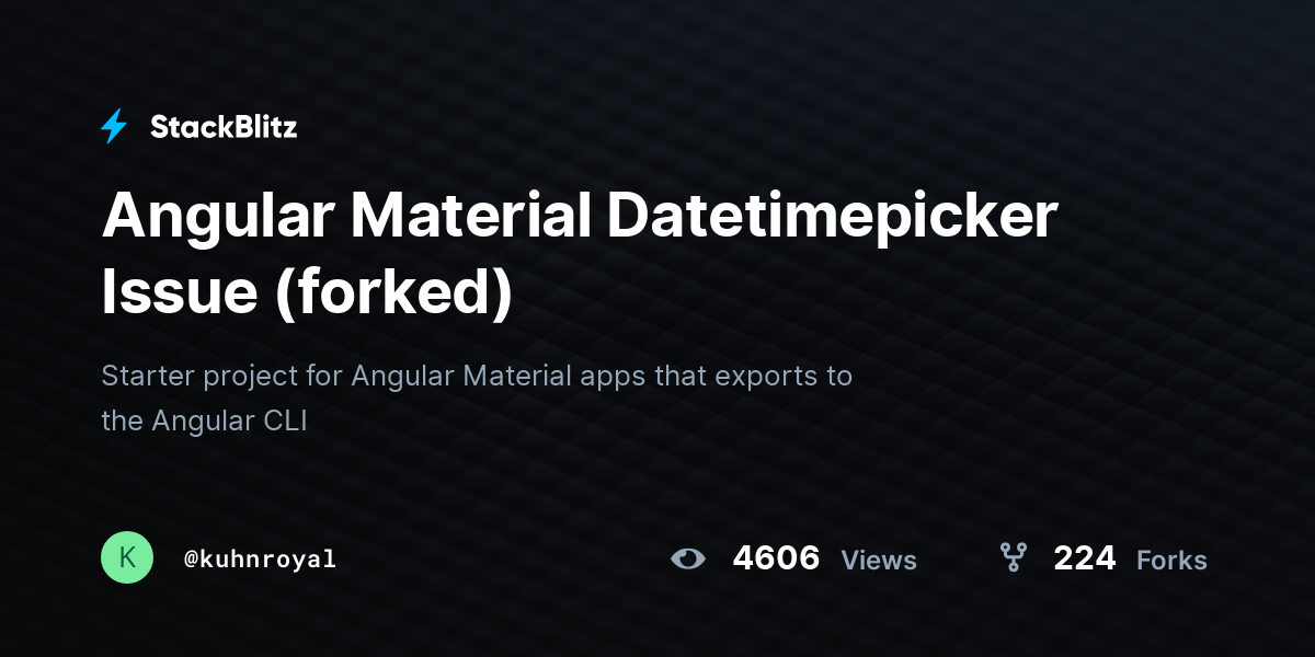 Angular Material Datetimepicker Issue (forked) - StackBlitz