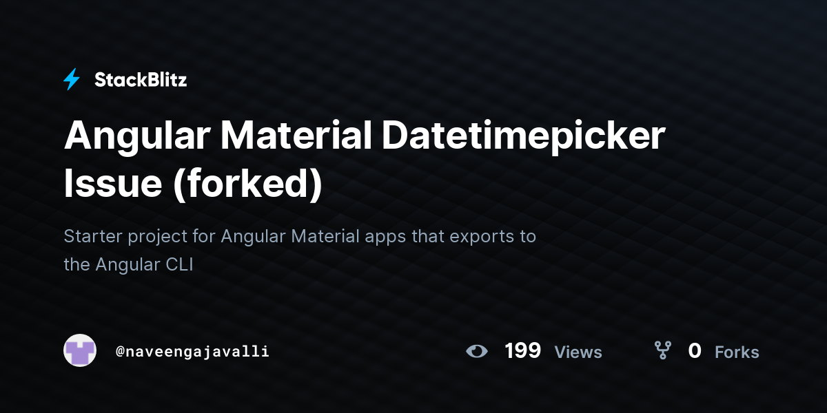 Angular Material Datetimepicker Issue (forked) - StackBlitz