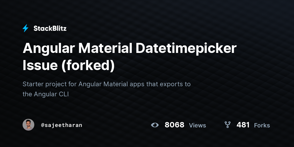 Angular Material Datetimepicker Issue (forked) - StackBlitz