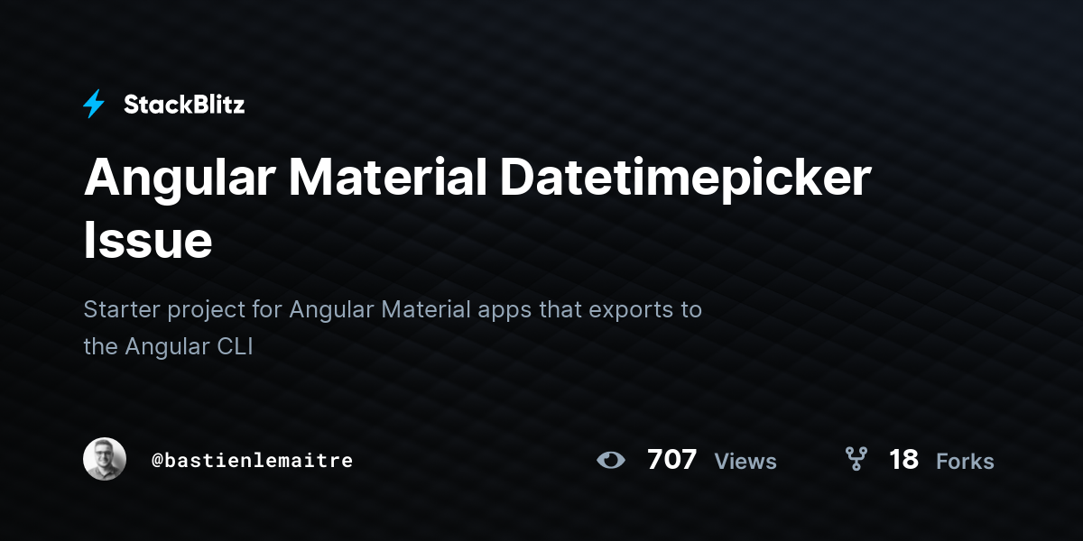 Angular Material Datetimepicker Issue - StackBlitz